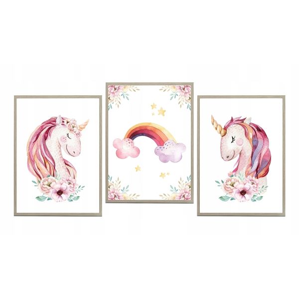Affiches - Licornes et Arc-en-ciel / Lot de 3