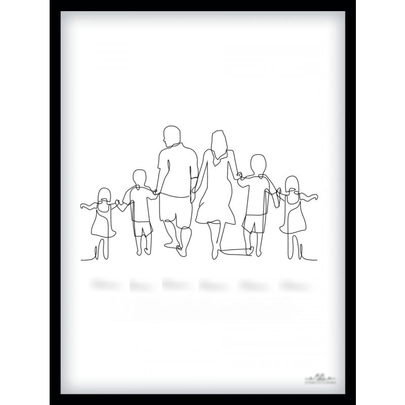 Affiche – Famille / 4 enfants / 2 fils et 2 filles / Personnalisé